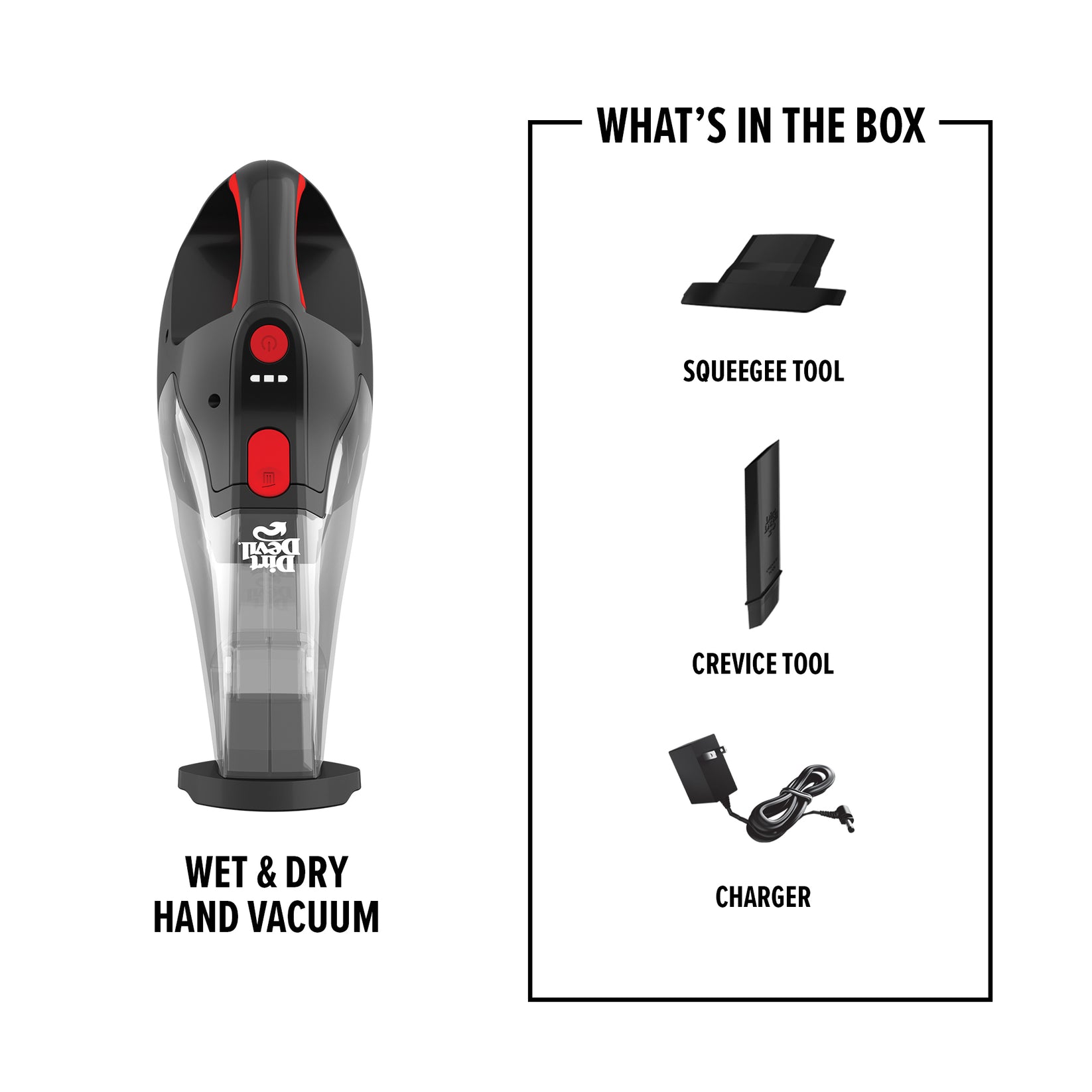 Wet Dry 16V Hand Vacuum with Crevice Tool – Dirtdevil